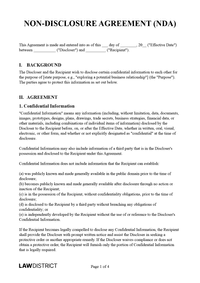 Non-Disclosure Agreement (NDA) UK Template | PDF & Word | Lawdistrict
